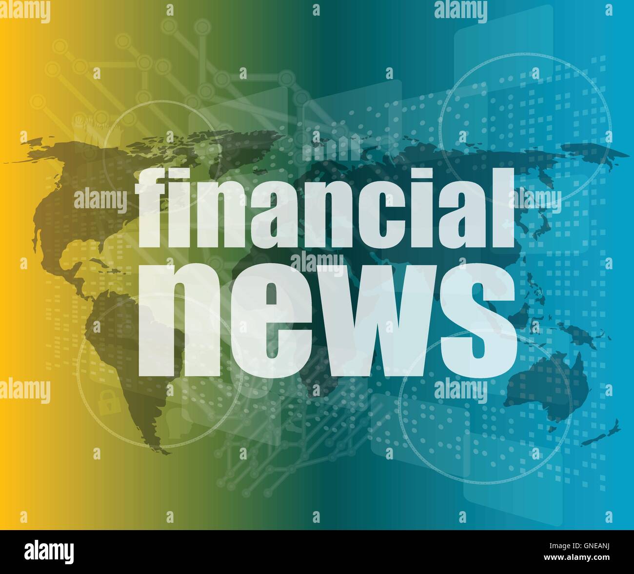 financial news words on digital touch screen vector quotation marks ...