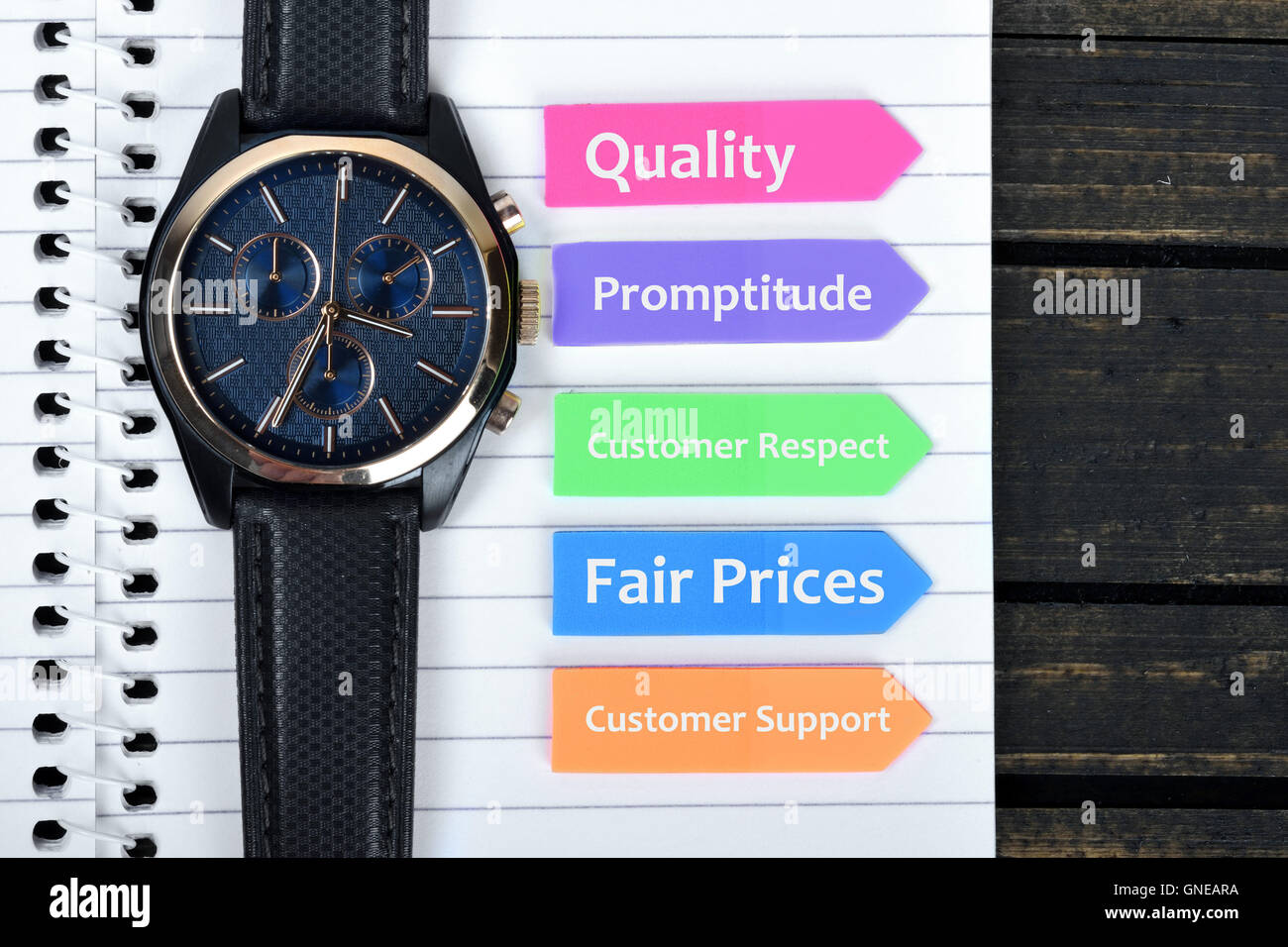 Business Values text on sticky colorful arrows Stock Photo - Alamy