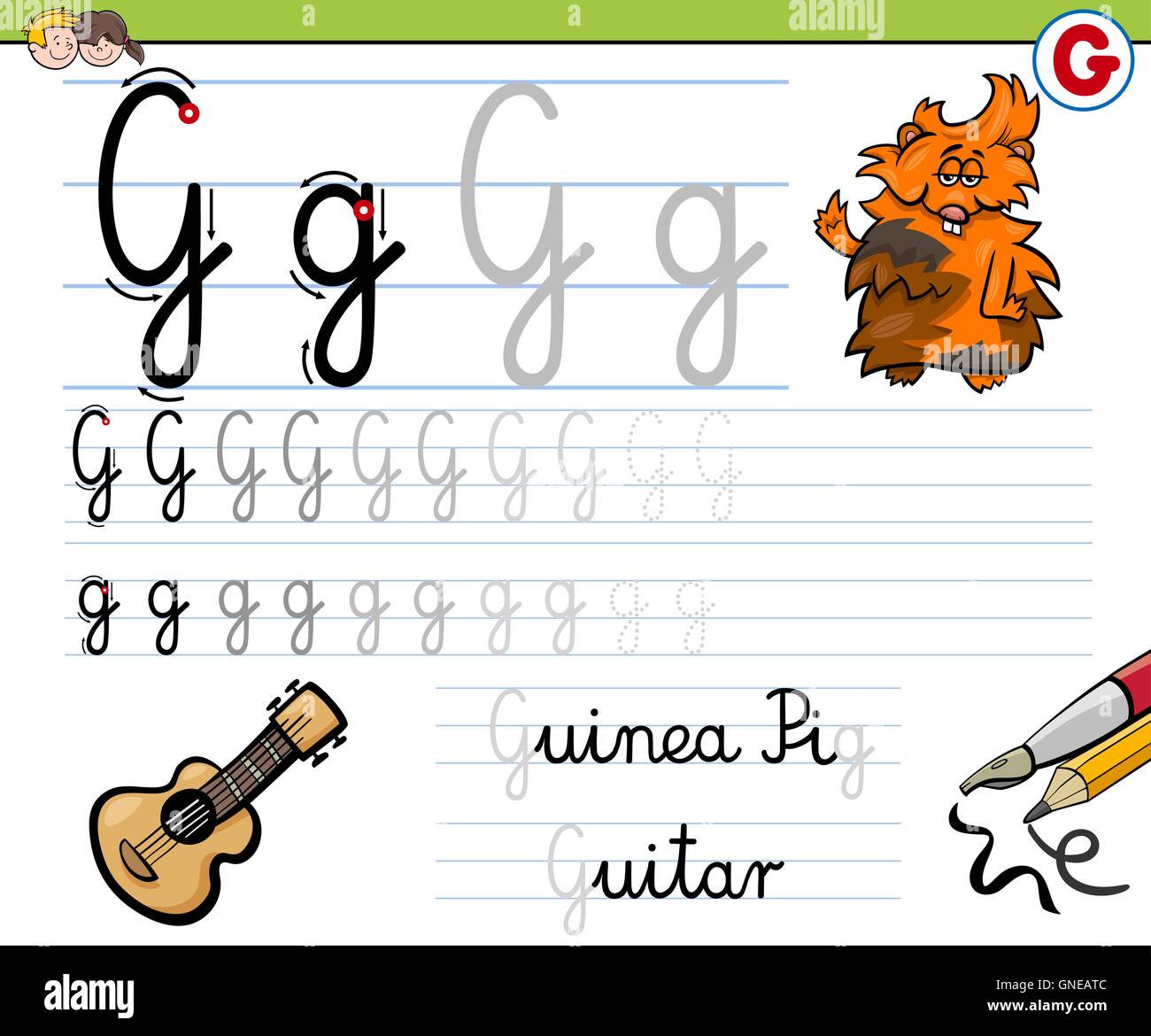 how to write letter g Stock Vector Image & Art - Alamy