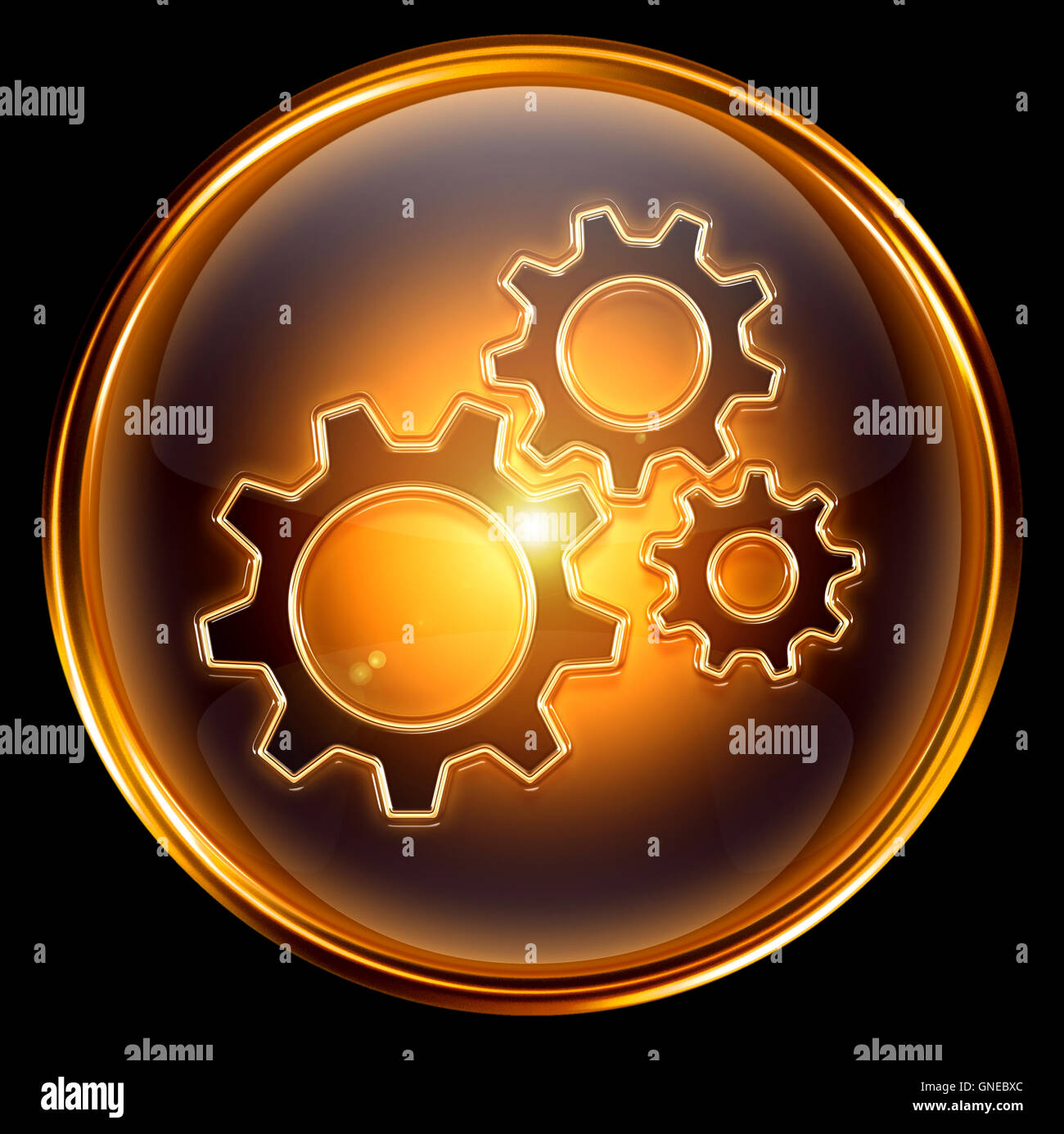 tools icon gold, isolated on black background Stock Photo - Alamy