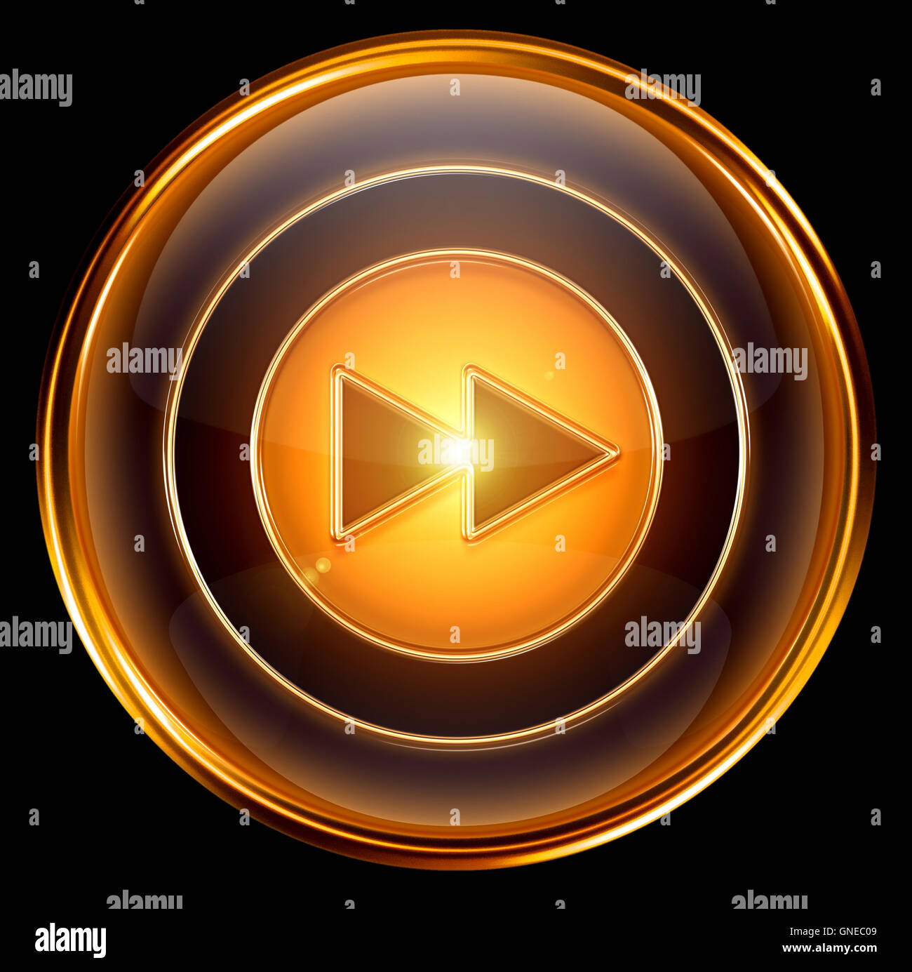 Rewind Forward icon gold, isolated on black background Stock Photo - Alamy