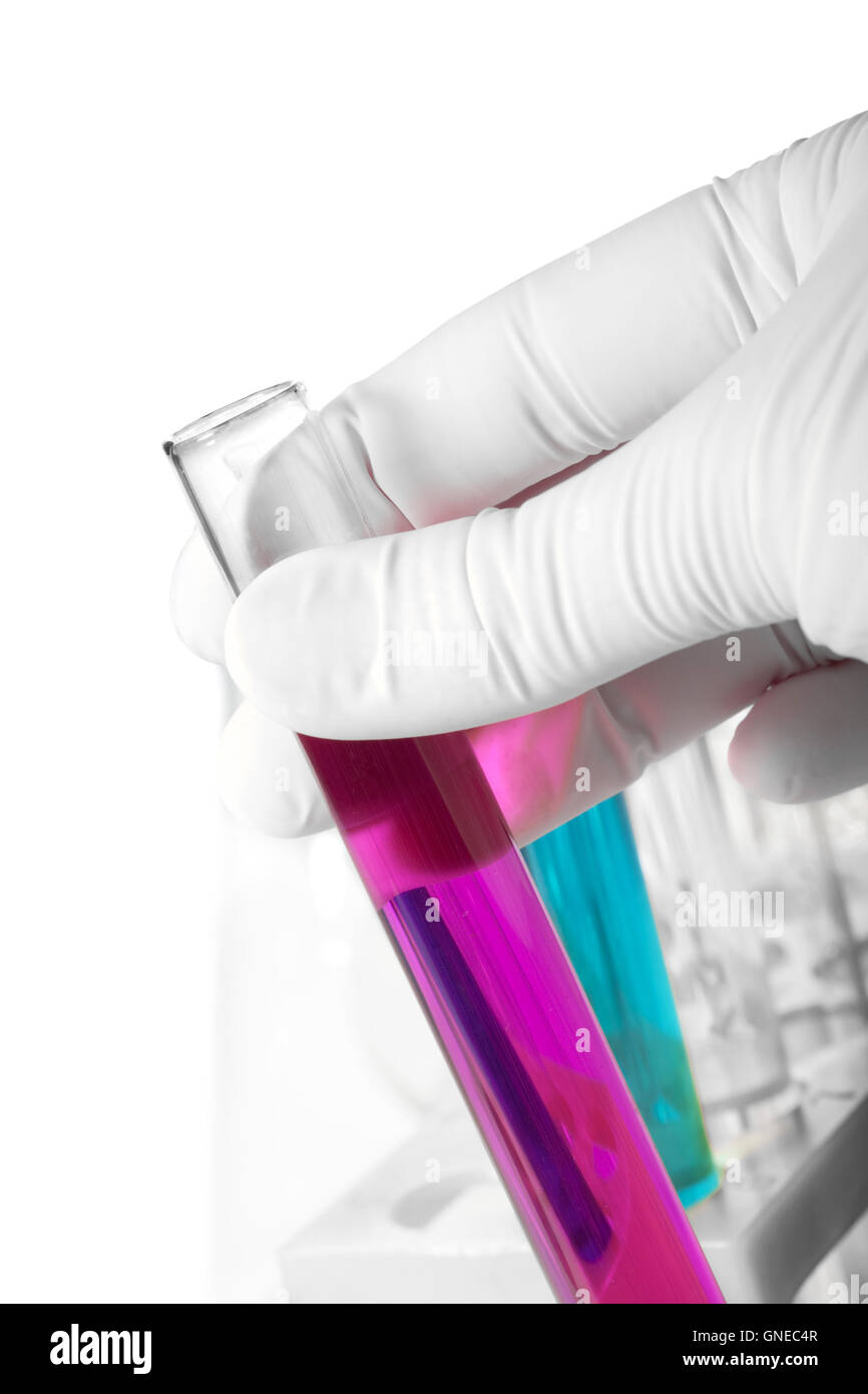 hand holding test tube isolated Stock Photo - Alamy