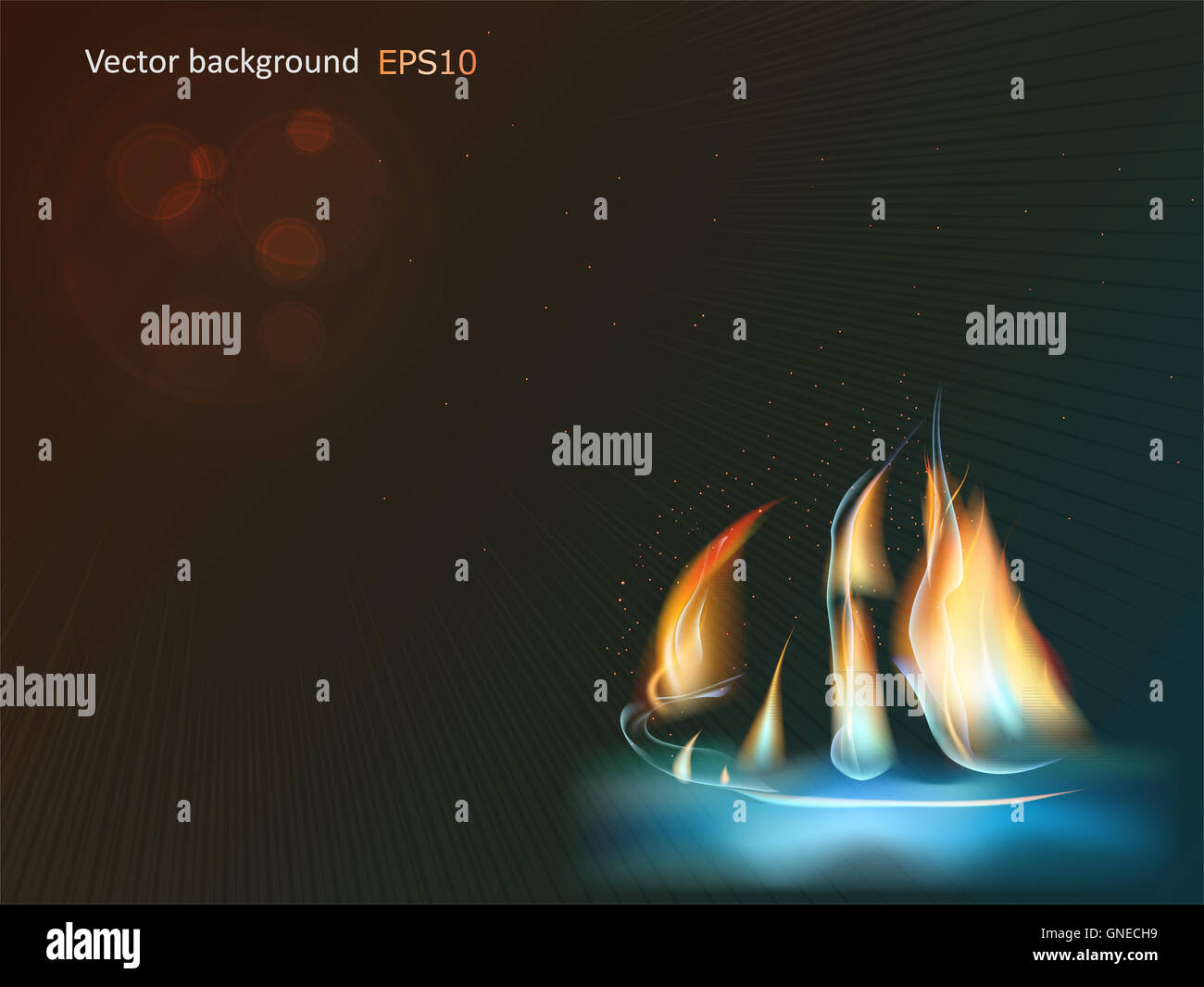 Dark background with abstract fire ship Stock Photo - Alamy