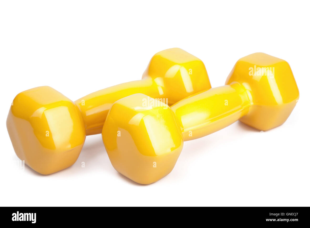 two dumbbells isolated on white Stock Photo - Alamy