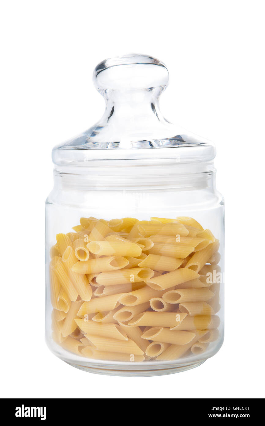 raw pasta in jar isolated Stock Photo - Alamy