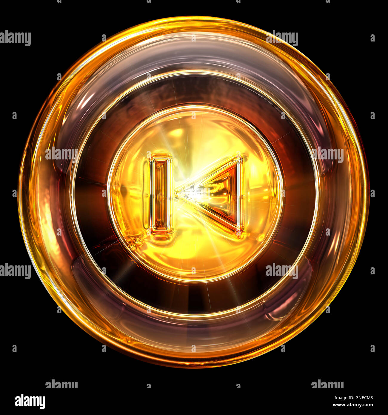 Rewind Back icon fire, isolated on black background Stock Photo - Alamy