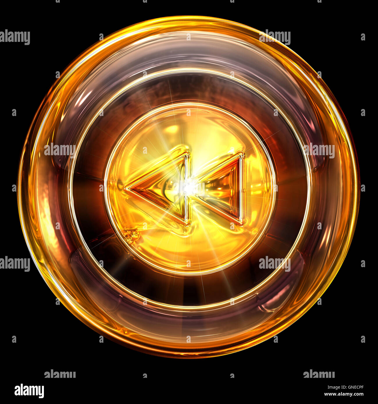 Rewind Back icon fire, isolated on black background Stock Photo - Alamy