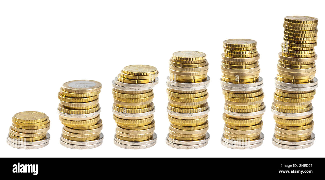 stacks of coins isolated Stock Photo - Alamy