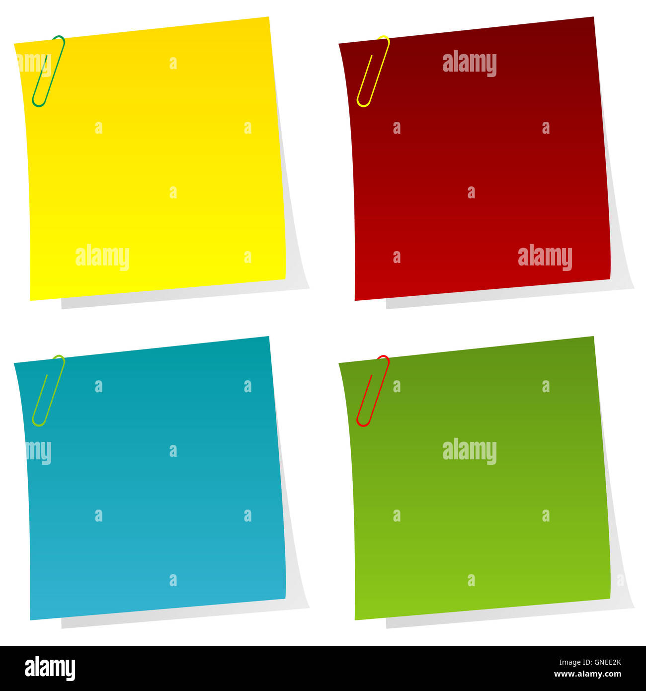 Set of post it notes with paperclips Stock Photo - Alamy