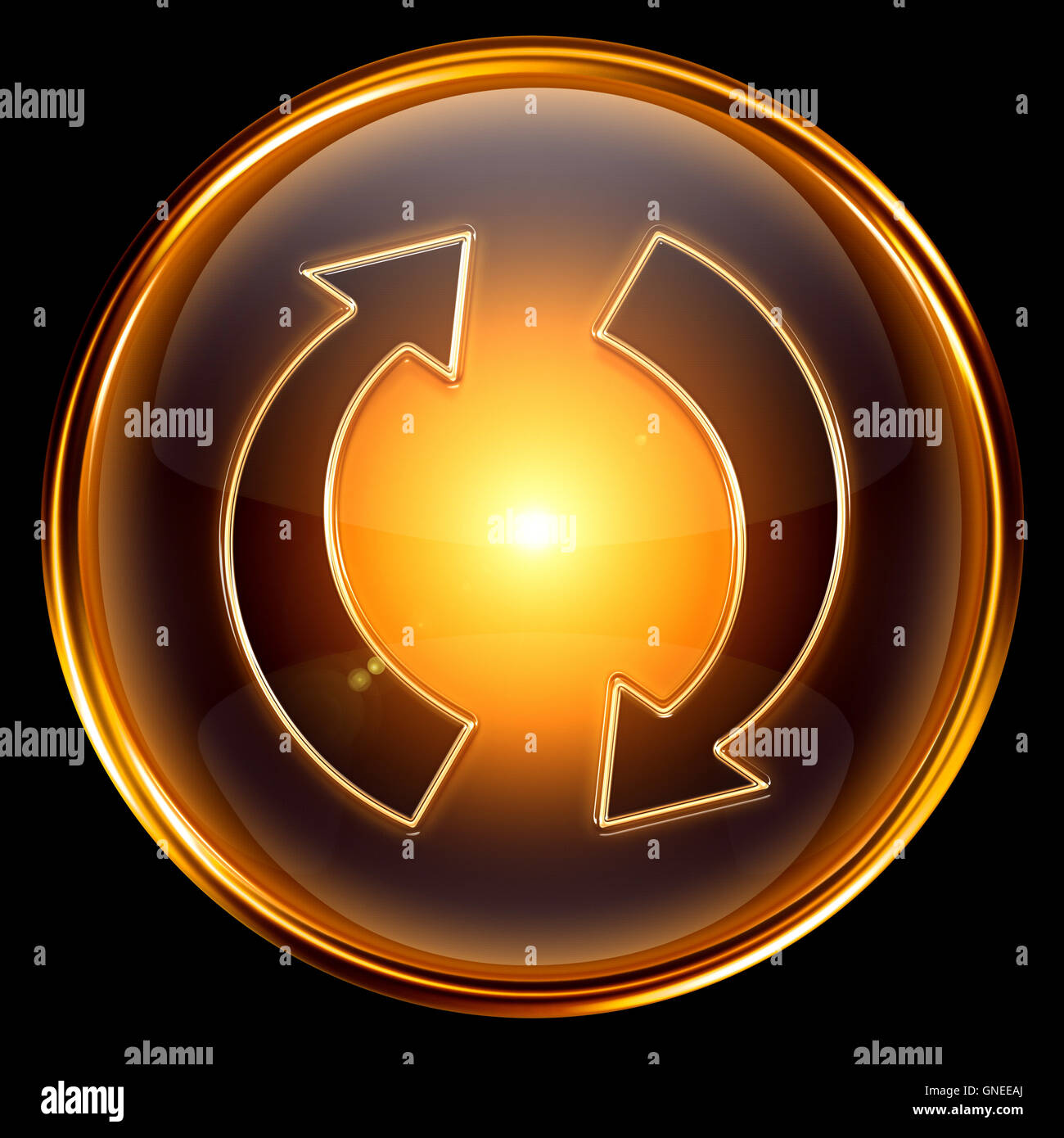refresh icon golden Stock Photo - Alamy
