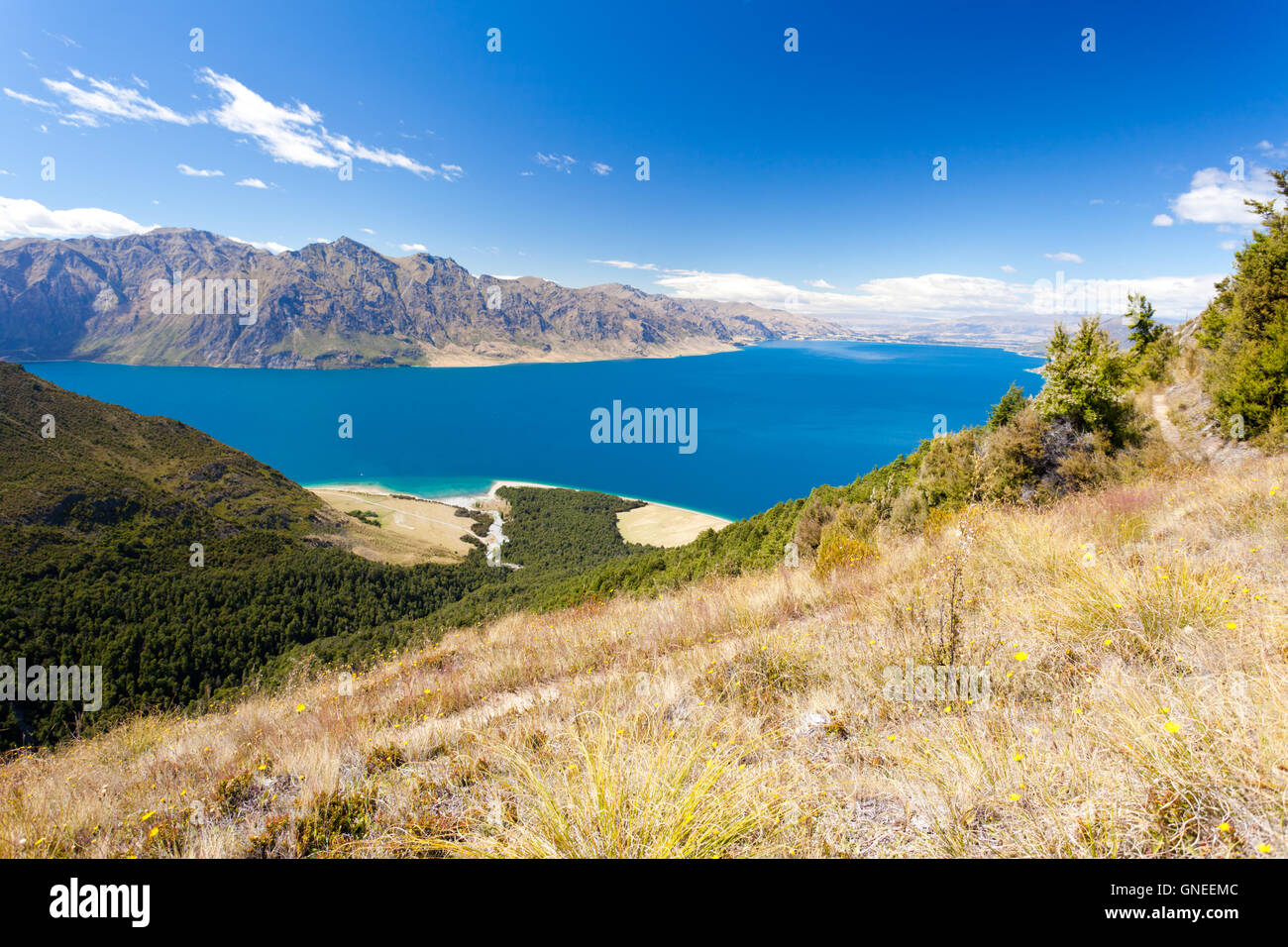 Blue surface of Lake Hawea, Central Otago, NZ Stock Photo - Alamy
