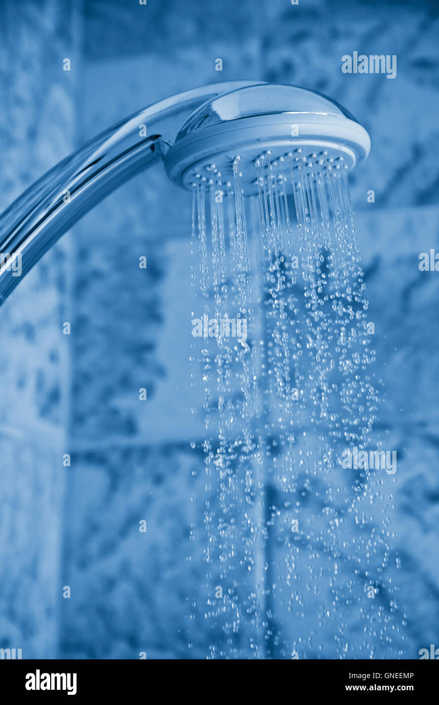 water flowing from metal shower Stock Photo - Alamy