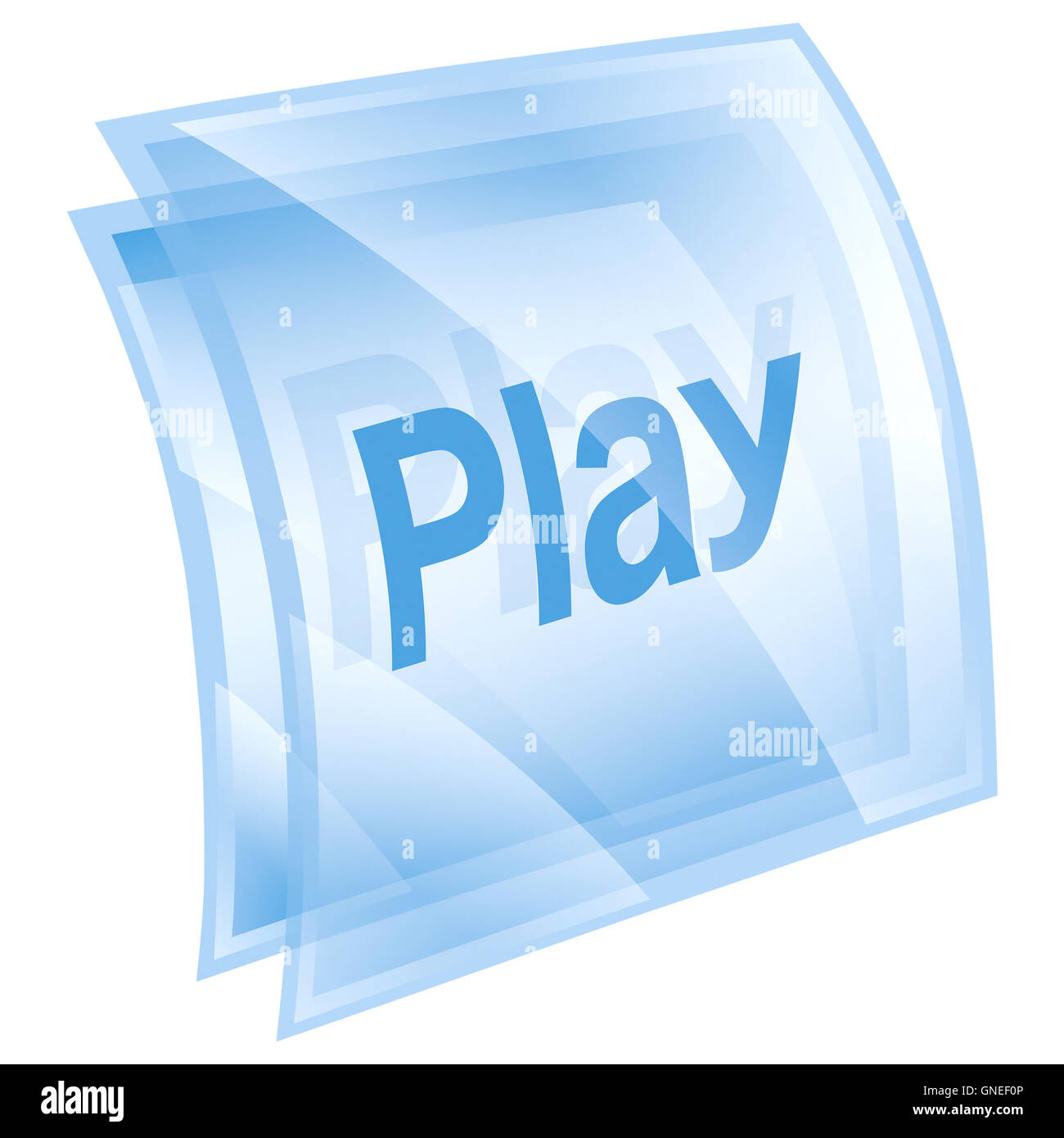 Play icon blue square, isolated on white background Stock Photo - Alamy