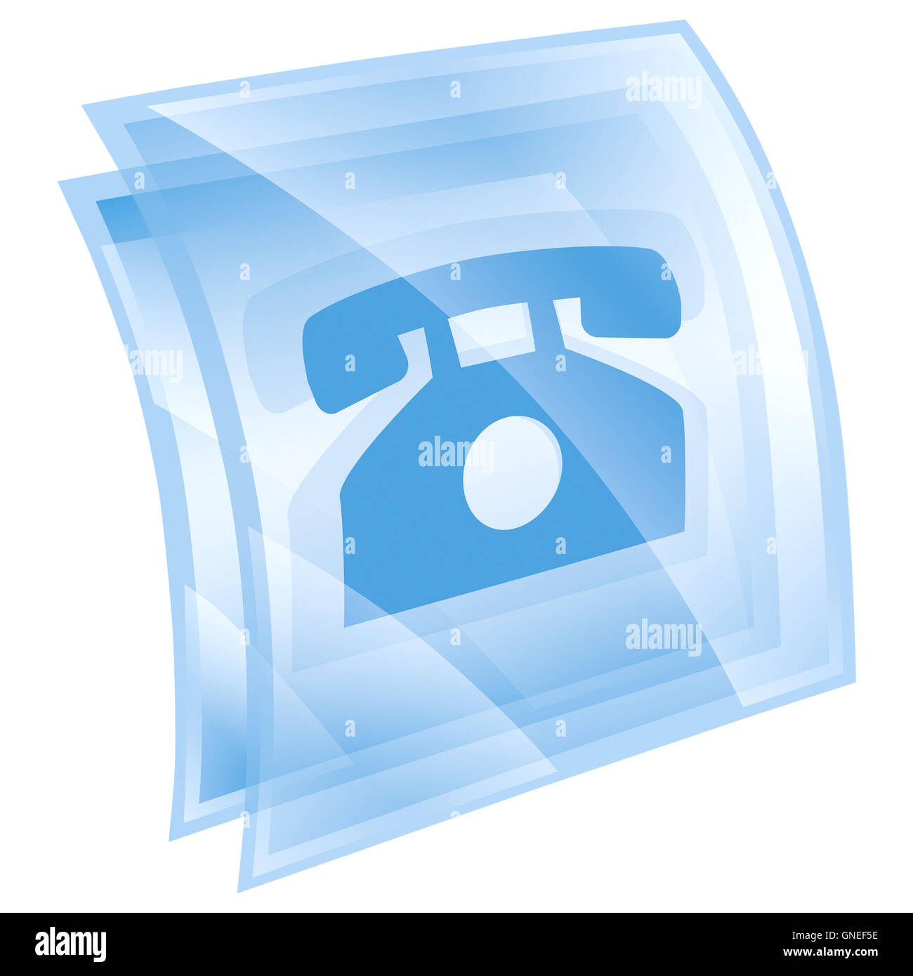 phone icon blue square, isolated on white background Stock Photo - Alamy
