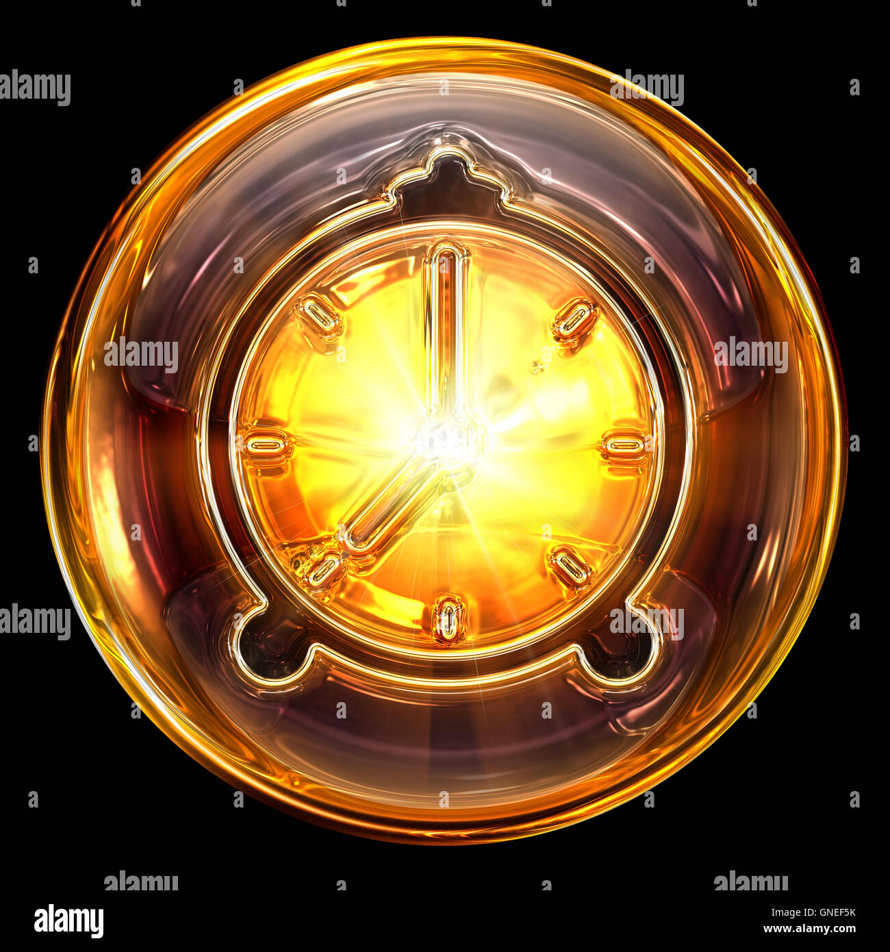 Clock icon golden, isolated on black background Stock Photo - Alamy