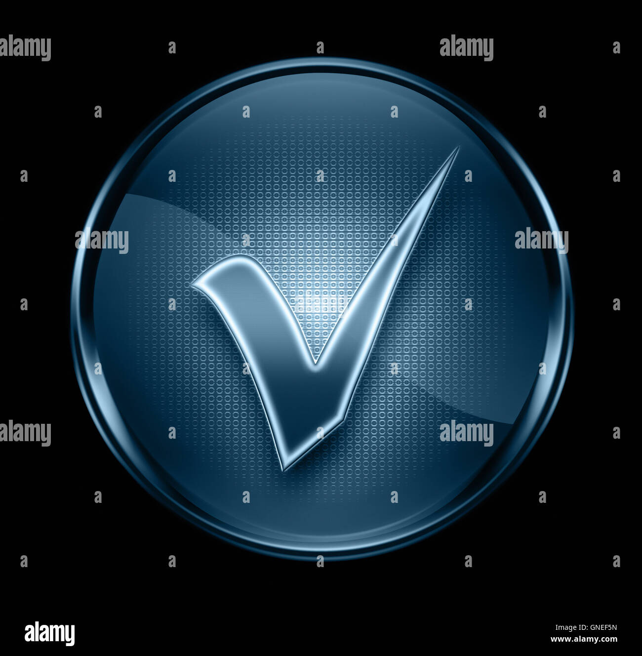 check icon dark blue, isolated on black background Stock Photo - Alamy