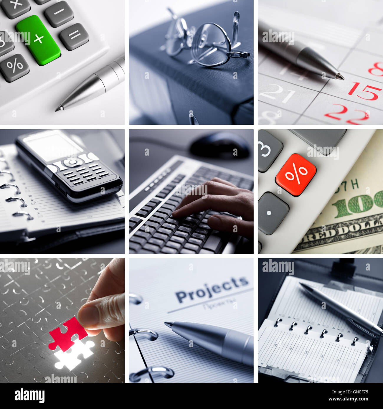 business collage of nine photos Stock Photo - Alamy