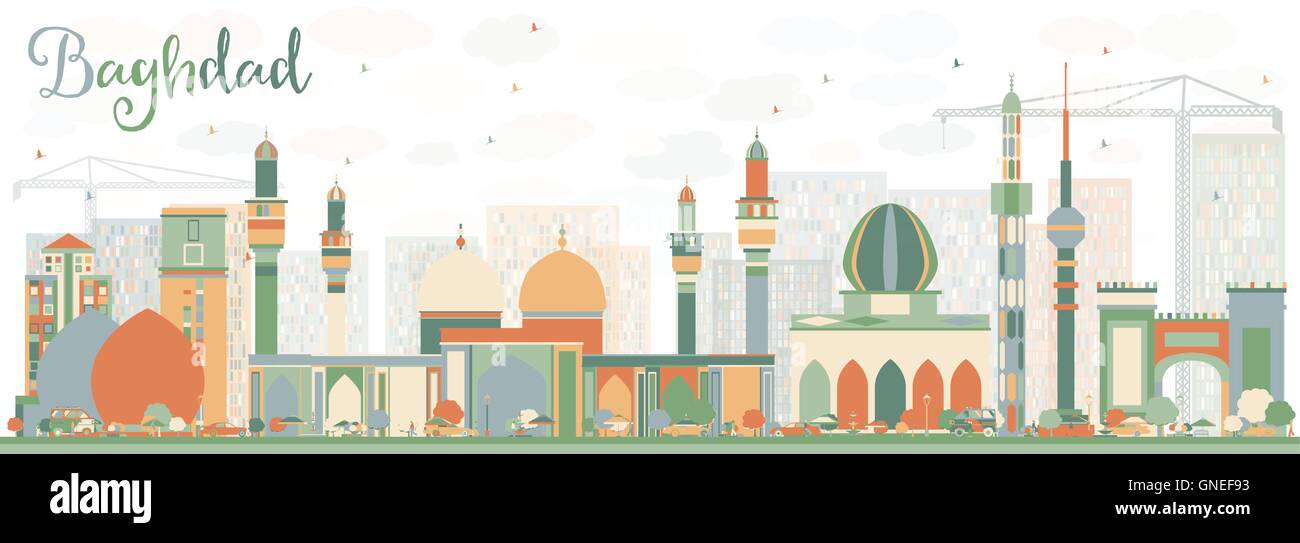 Abstract Baghdad Skyline with Color Buildings. Vector Illustration ...