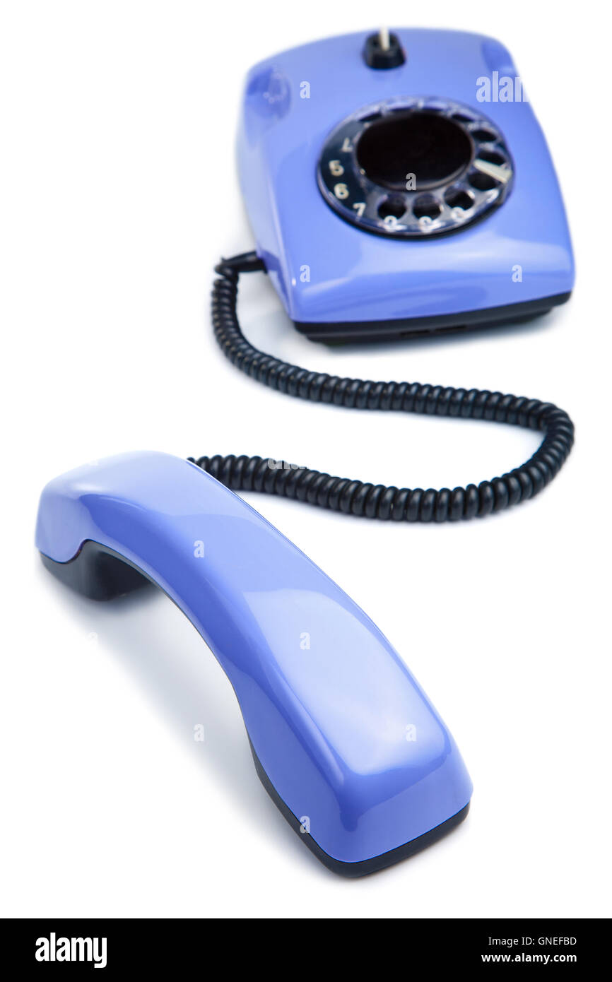 Old telephone isolated blue hi-res stock photography and images - Alamy
