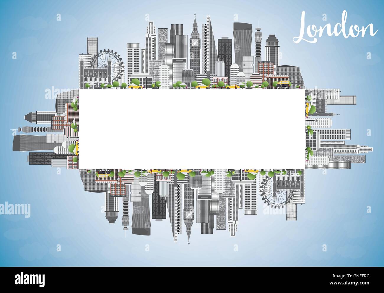 London Skyline with Gray Buildings, Blue Sky and Copy Space. Business ...