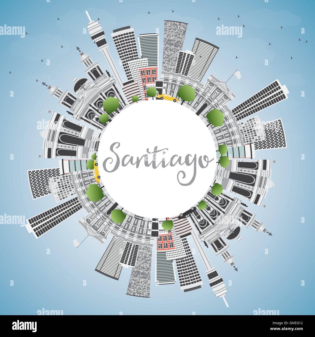 Santiago Chile Skyline with Gray Buildings, Blue Sky and Copy Space ...