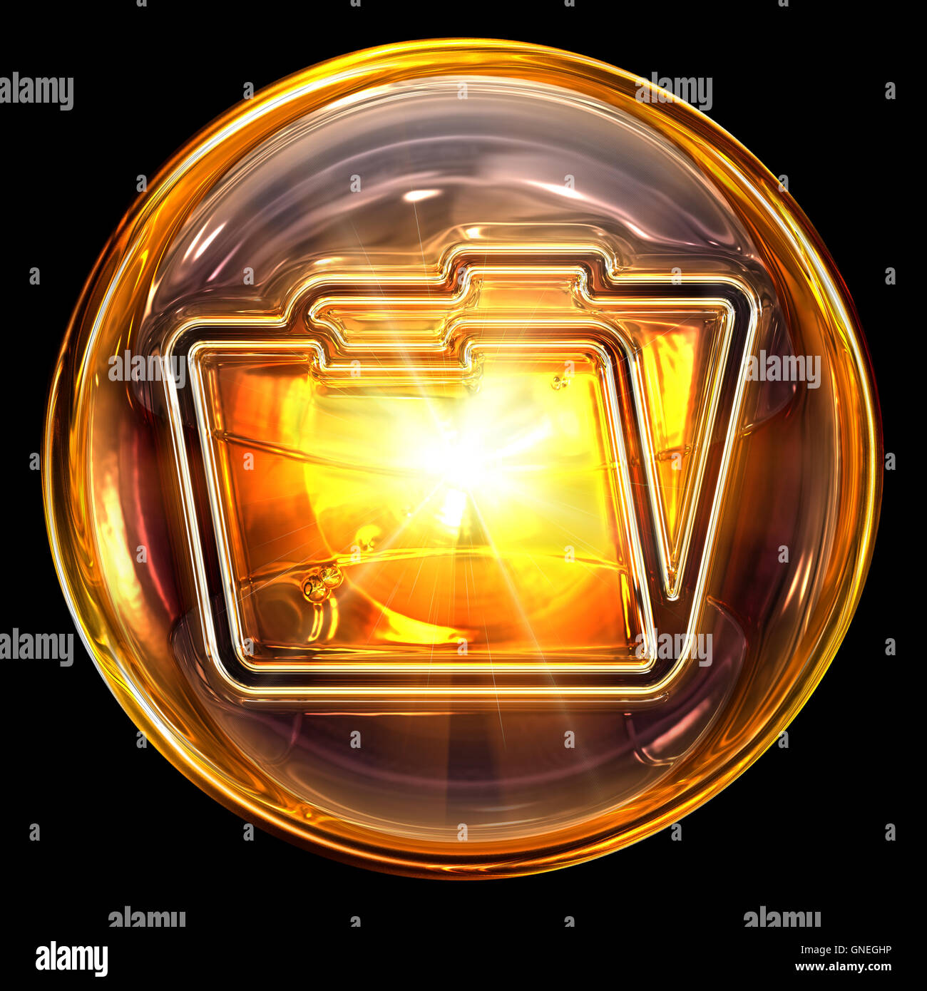 Folder icon fire, isolated on black background Stock Photo - Alamy