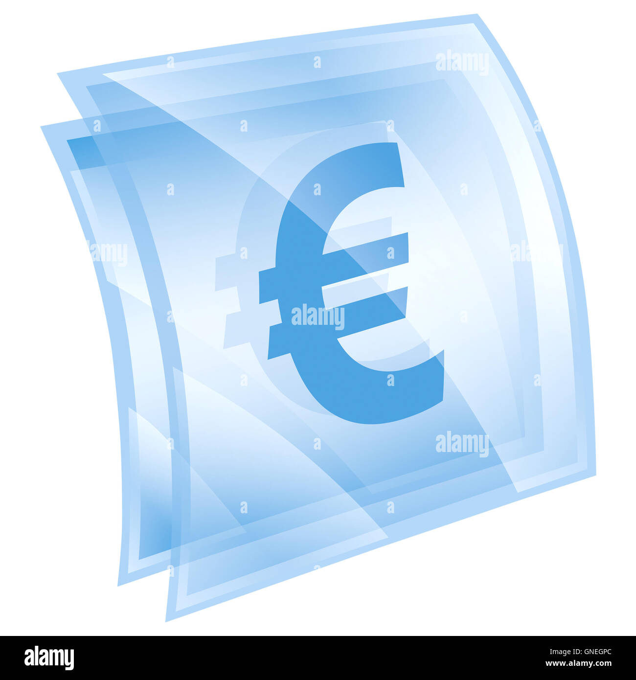Euro icon blue square, isolated on white background Stock Photo - Alamy