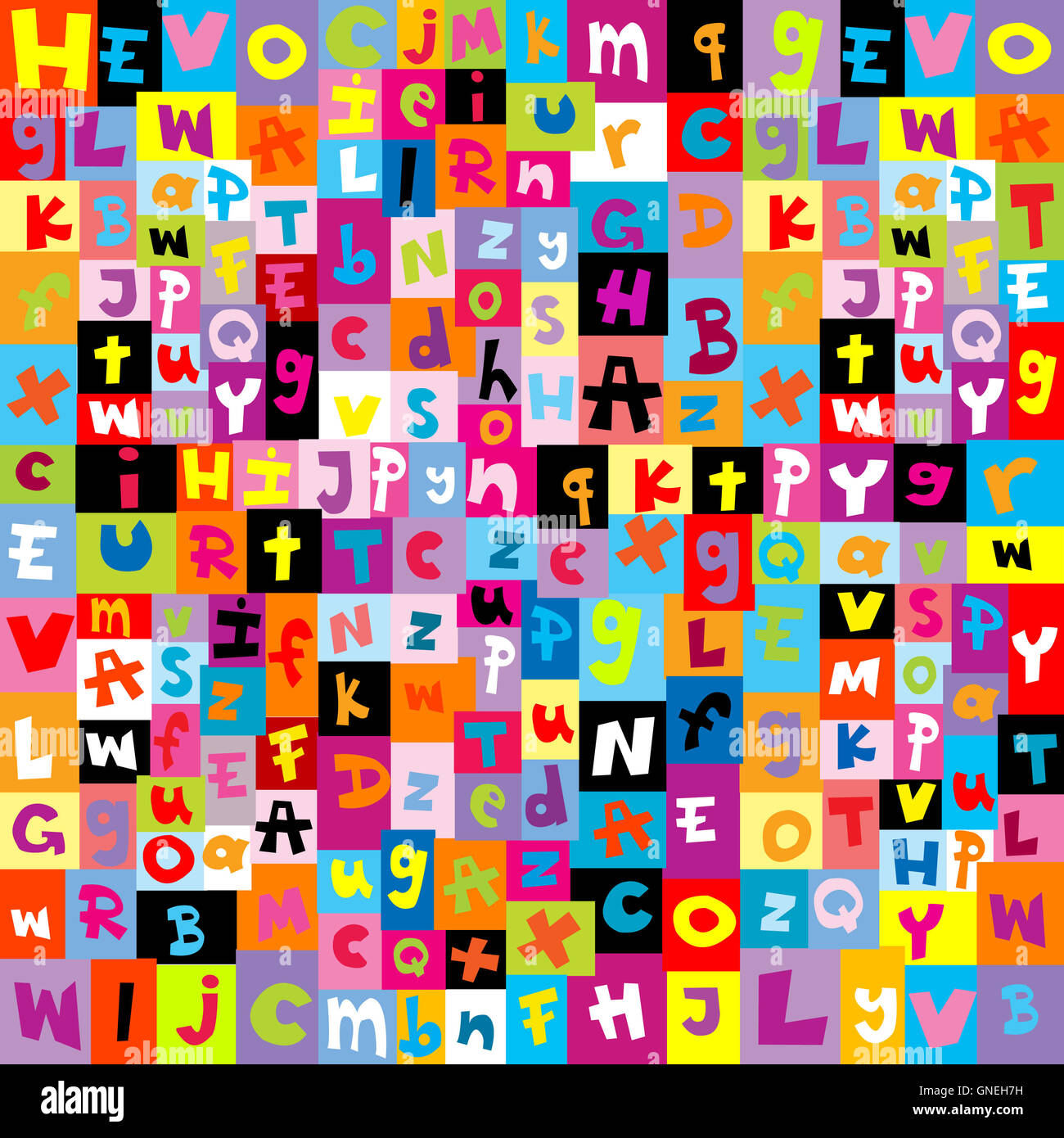 Colored pattern with letters of alphabet Stock Photo - Alamy