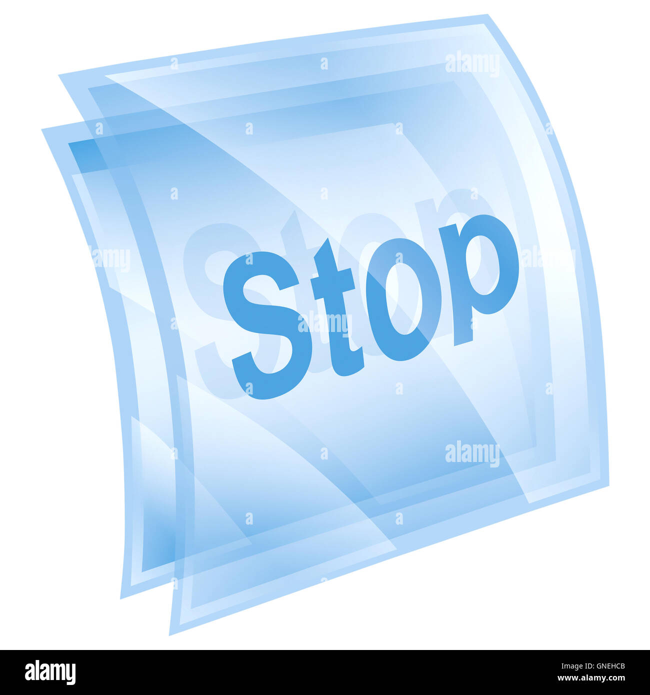 Stop icon blue square, isolated on white background Stock Photo - Alamy