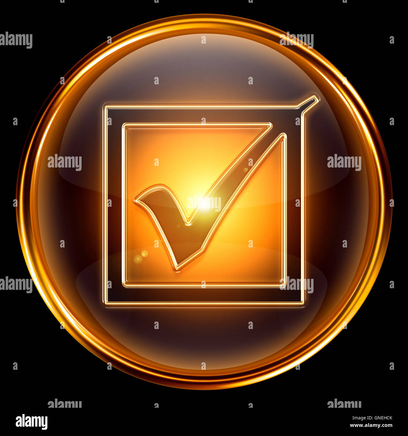 Check icon golden Stock Photo - Alamy