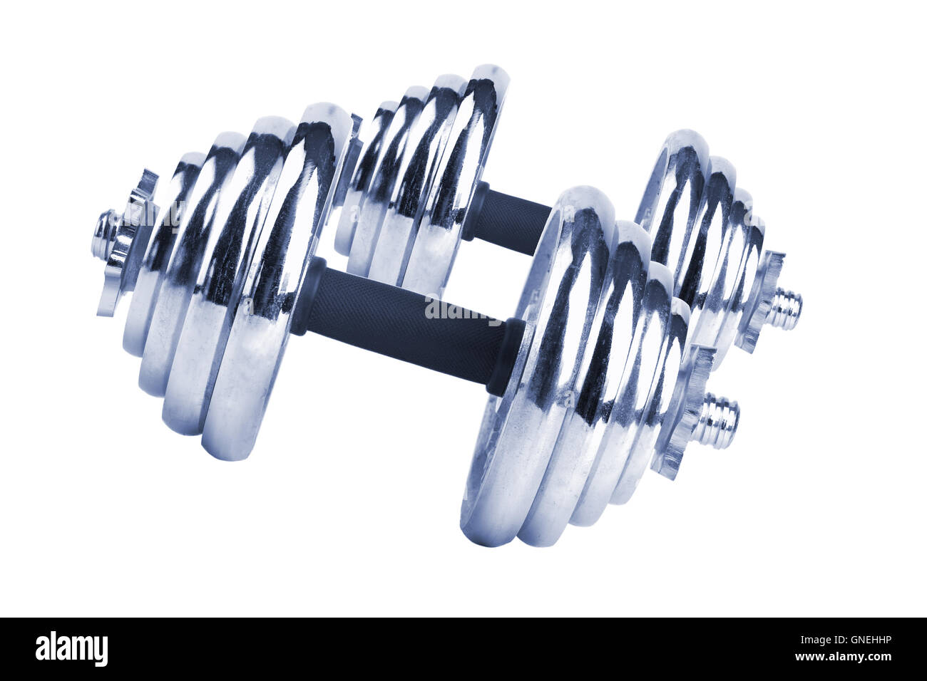 two dumbbells isolated on white Stock Photo - Alamy