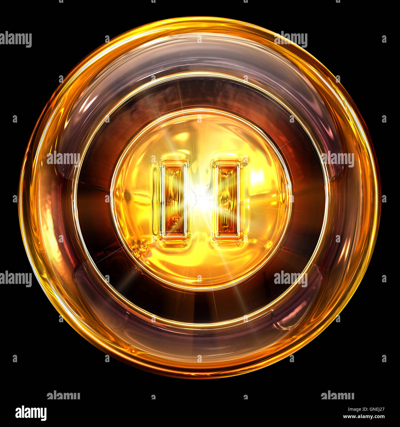 pause icon fire, isolated on black background Stock Photo - Alamy