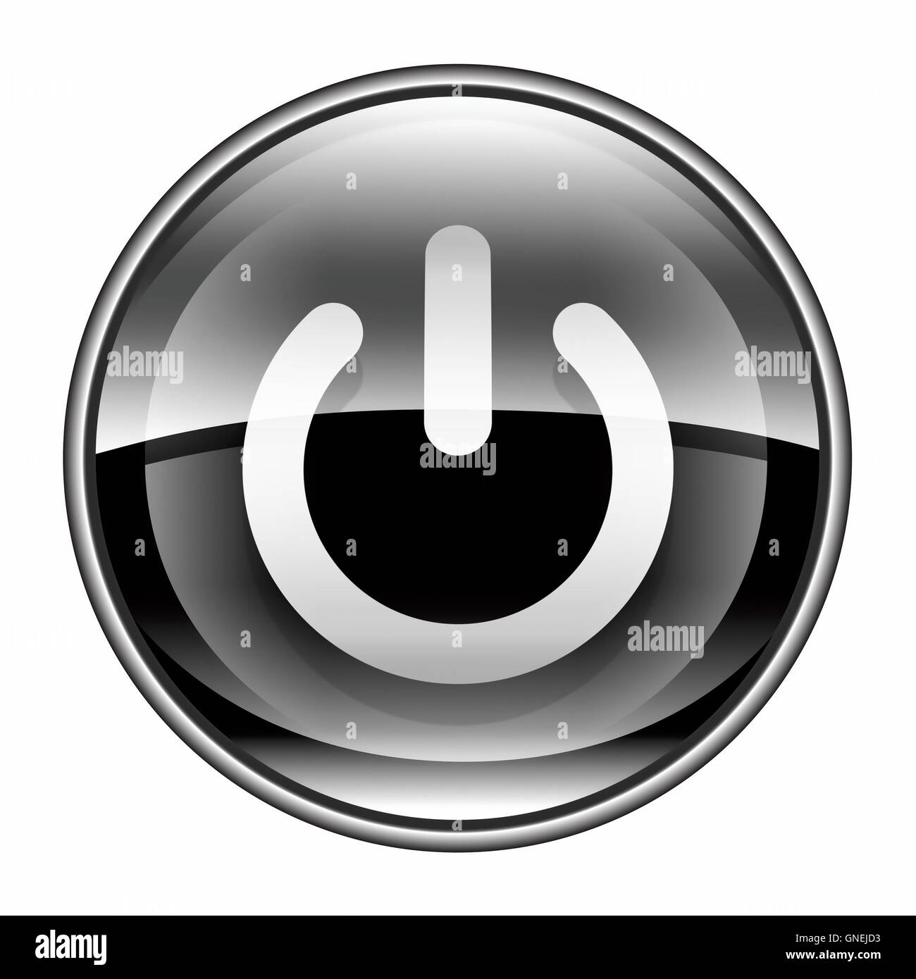 power button black, isolated on white background Stock Photo - Alamy