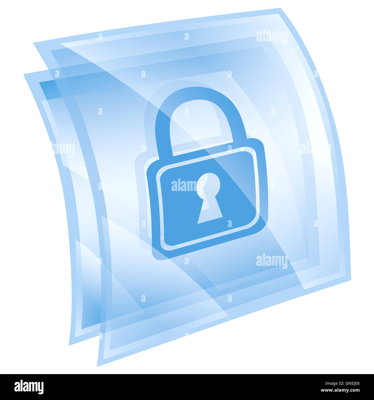 Lock icon blue, isolated on white background Stock Photo - Alamy