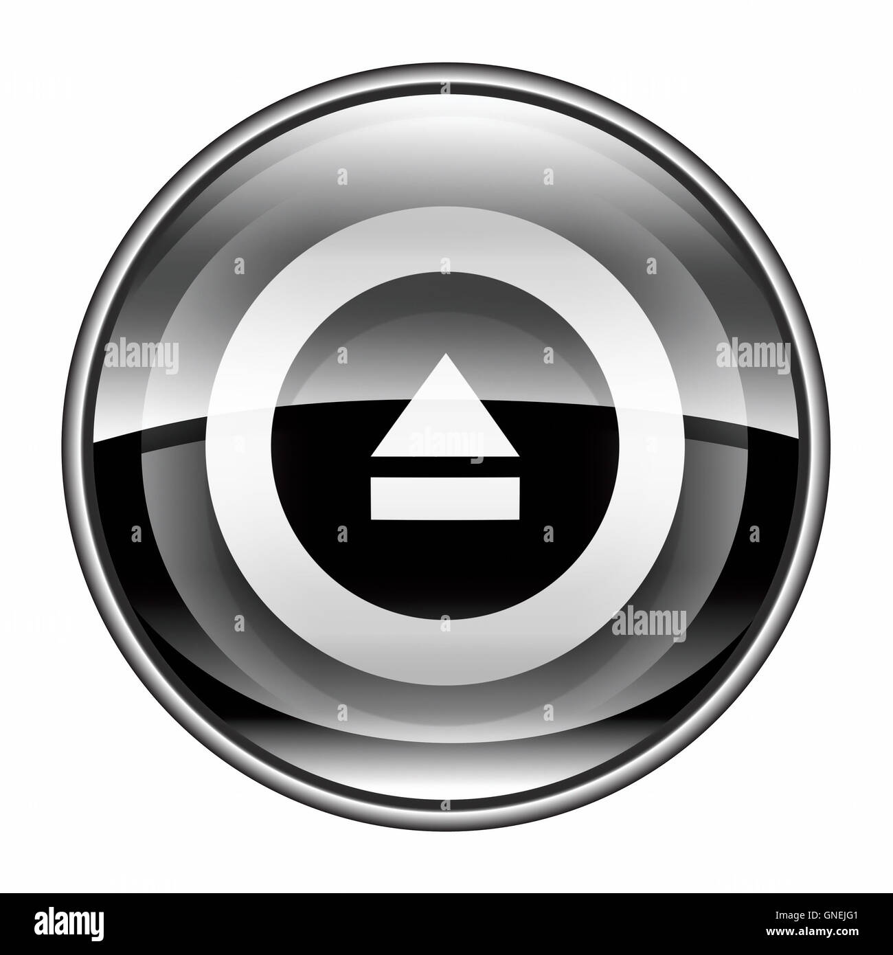 Eject icon black, isolated on white background Stock Photo - Alamy