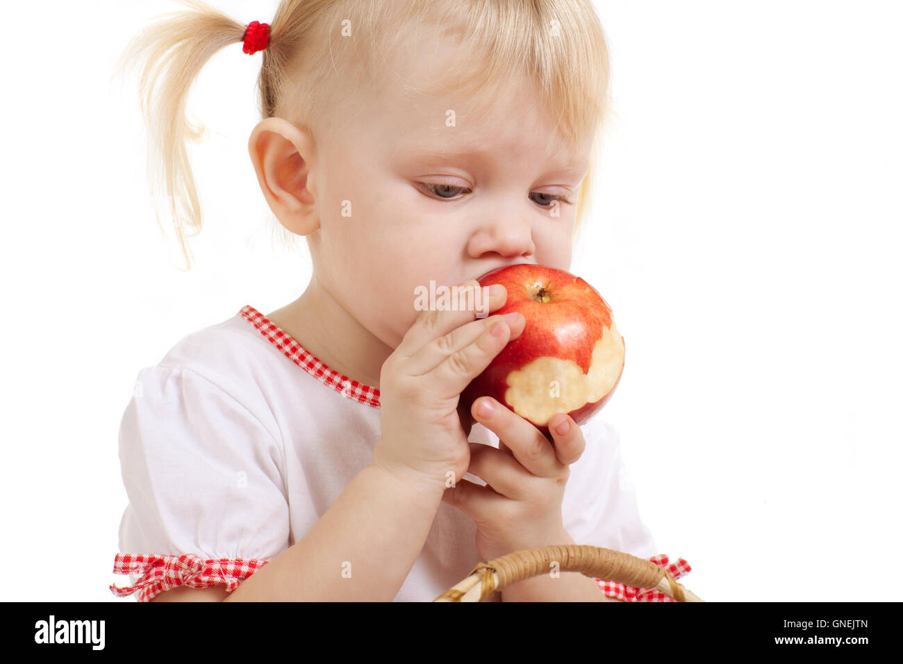 child eating apple Stock Photo - Alamy