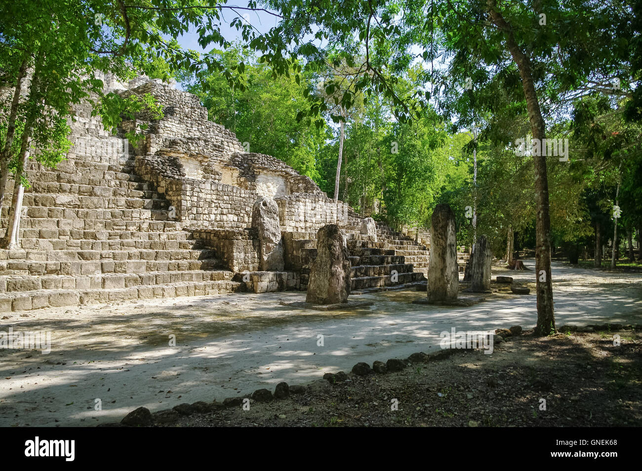 Steps of the pyramid stairs. Structure of 1 in the complex rises over ...