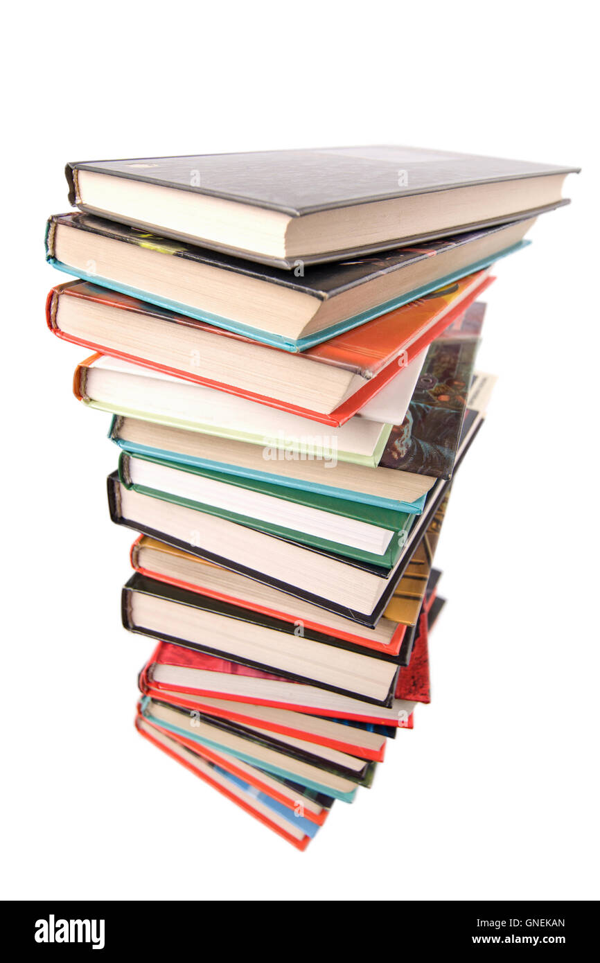 big pile of books isolated Stock Photo - Alamy