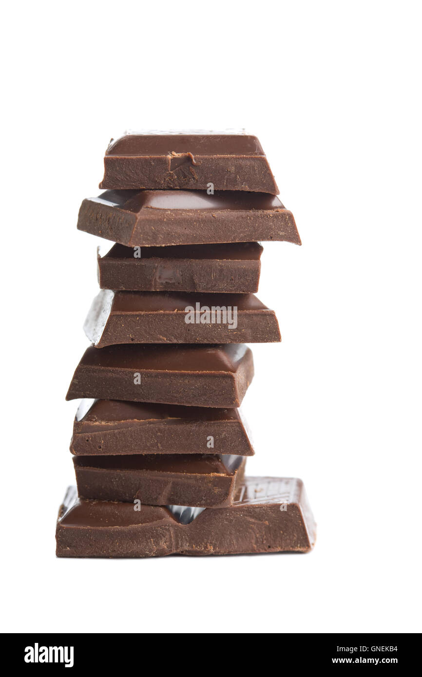 broken pieces of chocolate isolated Stock Photo - Alamy