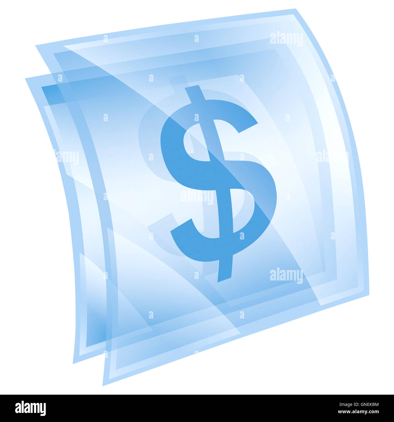 Dollar icon blue square, isolated on white background Stock Photo - Alamy