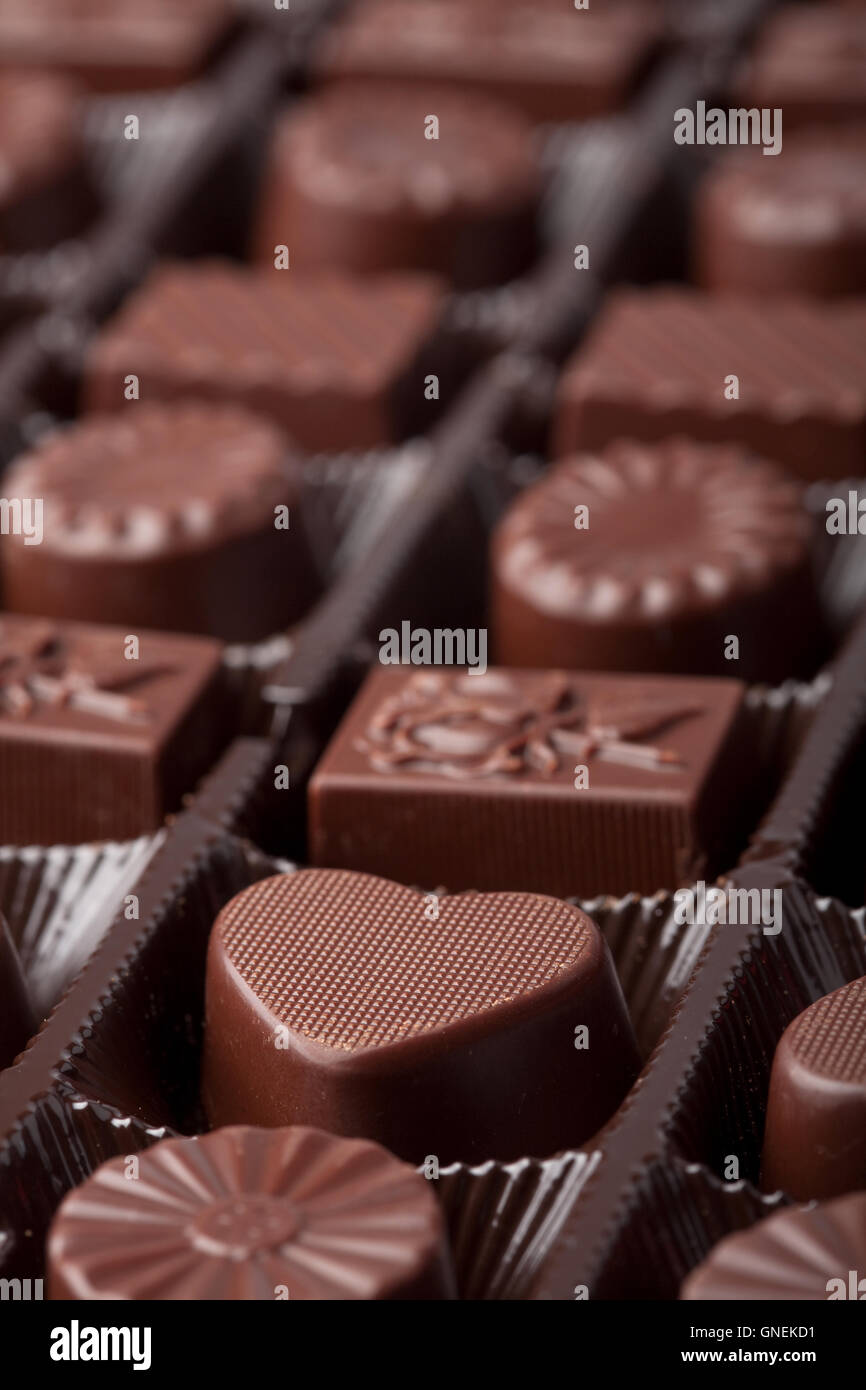assorted chocolate candies in box Stock Photo - Alamy