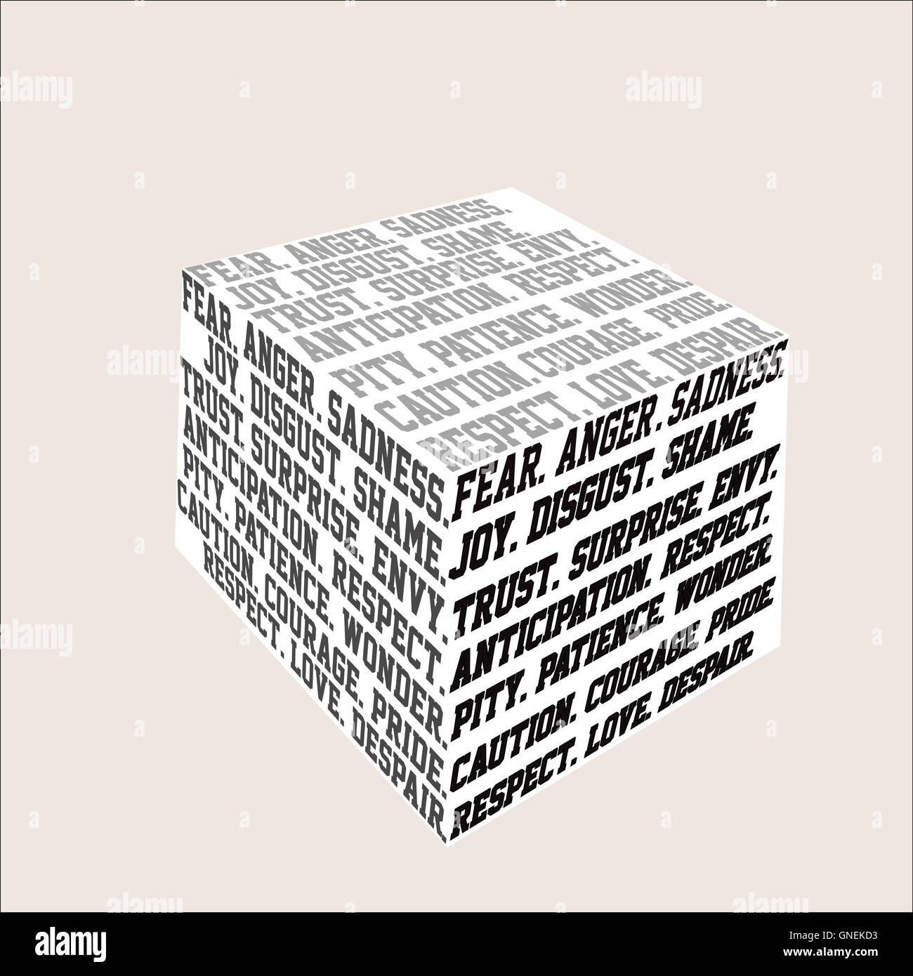 Typography with list of emotions Stock Photo - Alamy