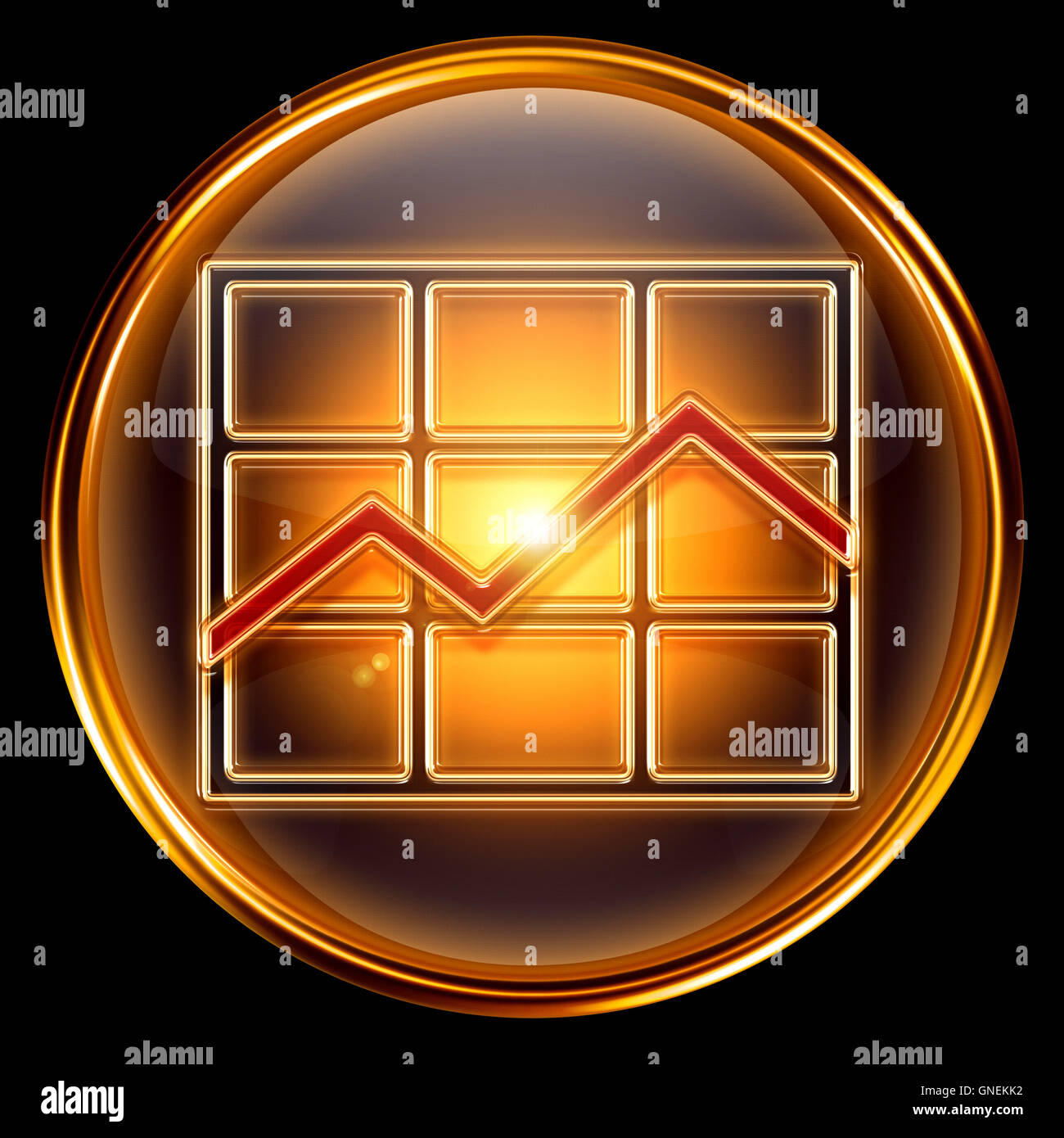 Graph icon golden, isolated on black background Stock Photo - Alamy