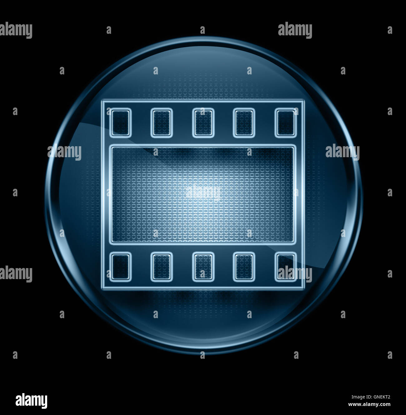 Film icon dark blue, isolated on black background Stock Photo - Alamy