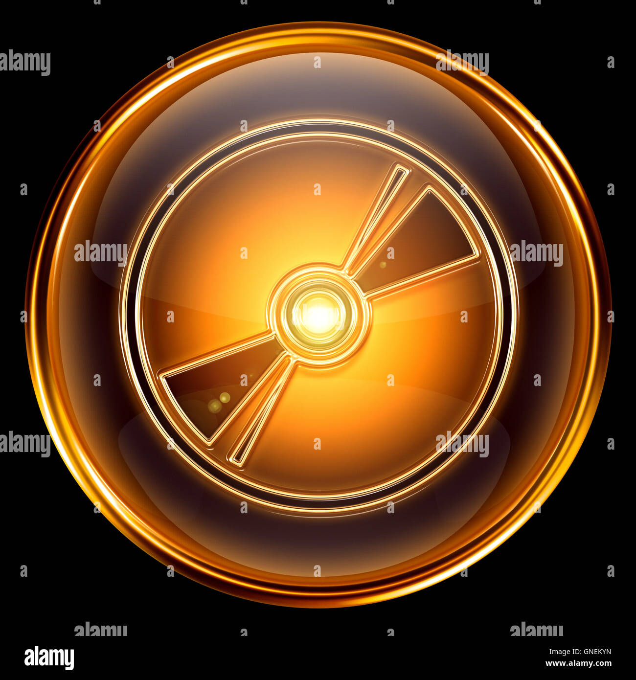 Compact Disc icon golden, isolated on black background Stock Photo - Alamy
