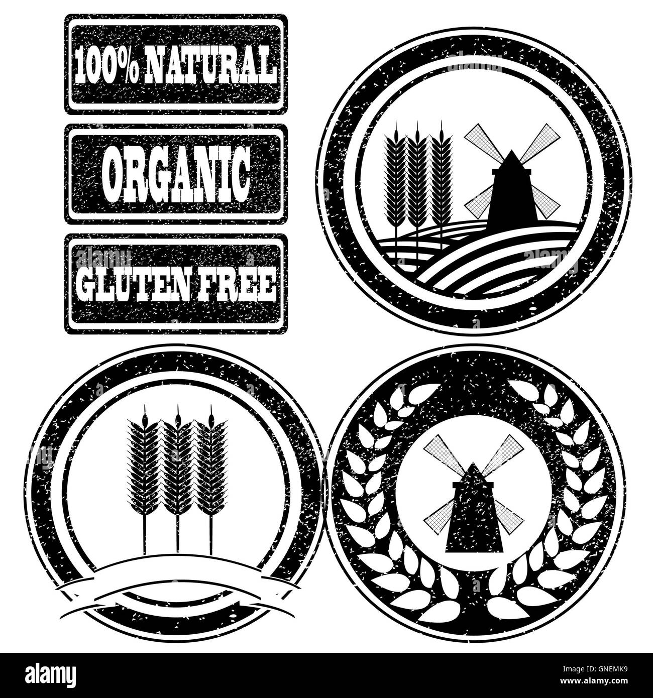 Food rubber stamps labels collection for whole grain cereal prod Stock ...