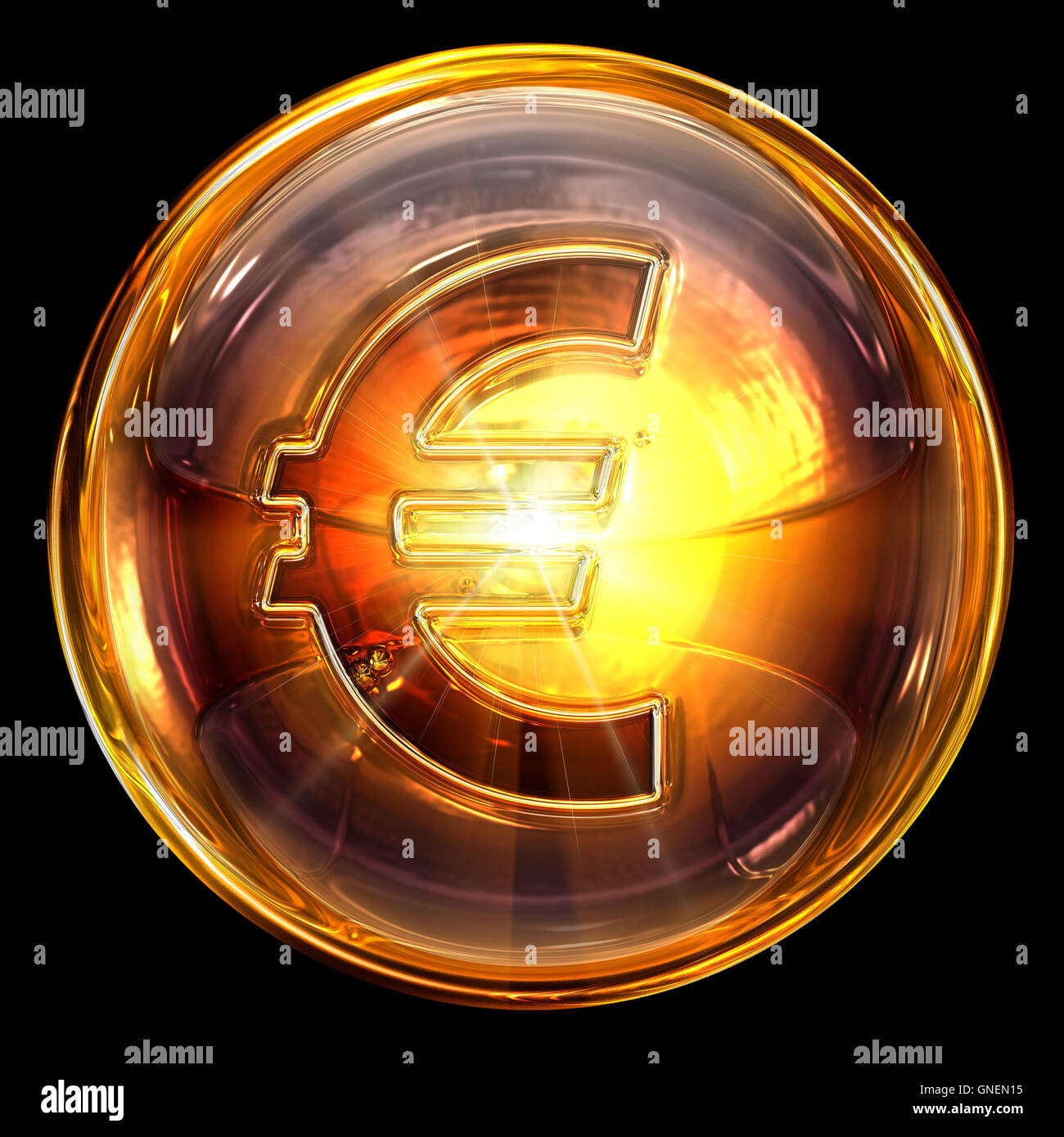 euro icon fire, isolated on black background Stock Photo - Alamy