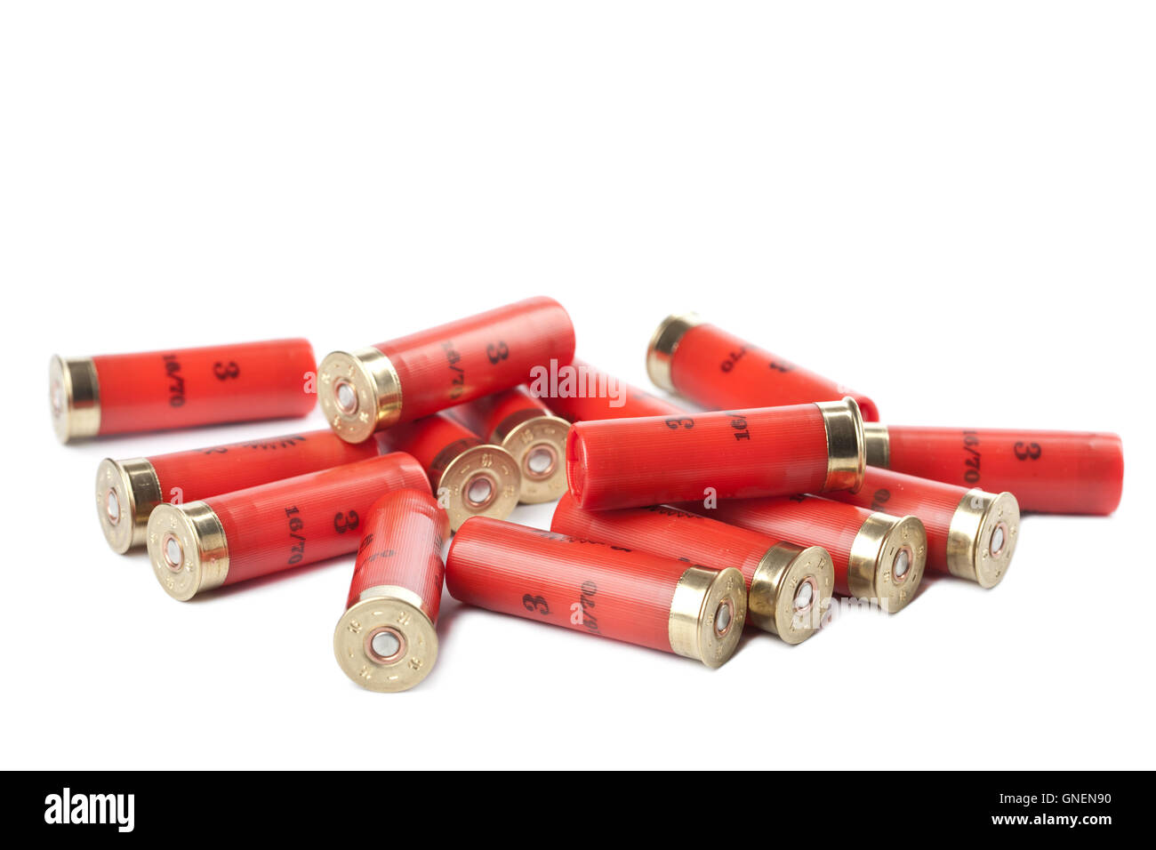shotgun cartridges isolated over white Stock Photo - Alamy