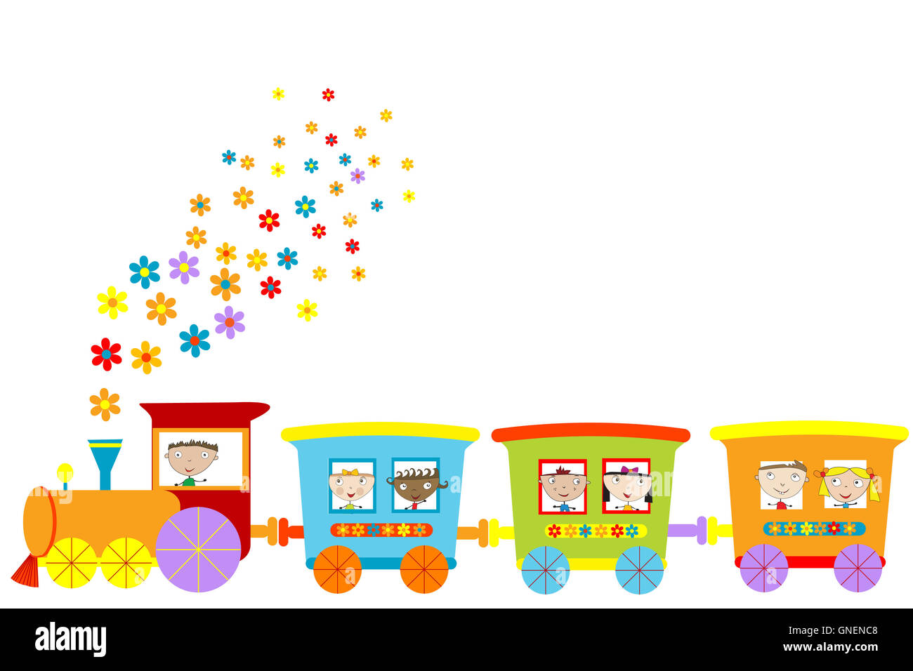 Train with happy children Stock Photo - Alamy