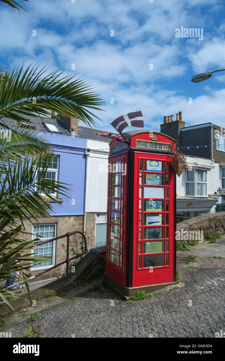 St Ives a seaside town in Cornwall England UK Red Telephone Box booth ...